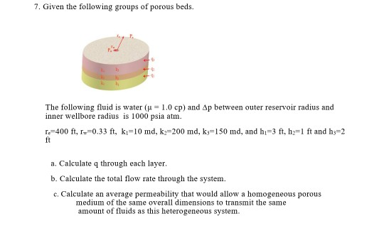 Solved 7. Given the following groups of porous beds. The | Chegg.com
