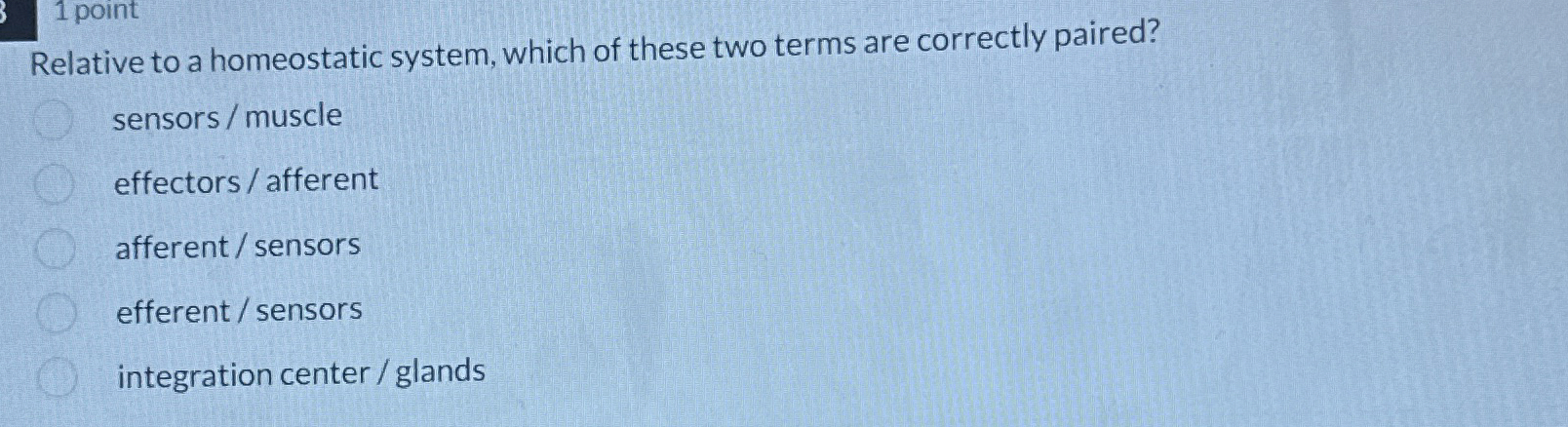 Solved 1 ﻿pointRelative to a homeostatic system, which of | Chegg.com
