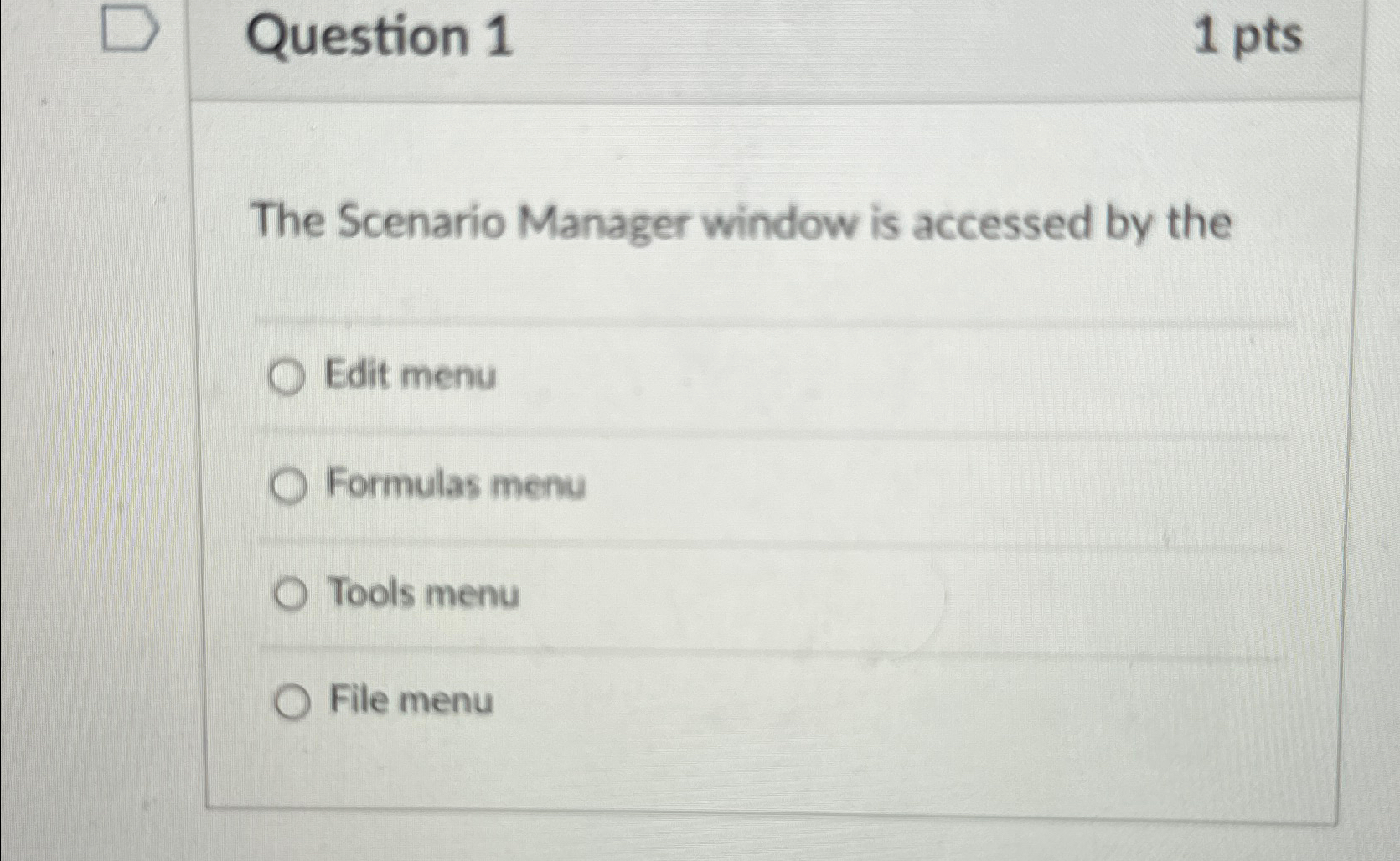 Solved Question 11 ﻿ptsThe Scenario Manager window is | Chegg.com