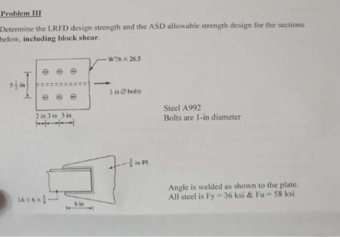 Problem II Determine the LRFD design strength and the | Chegg.com