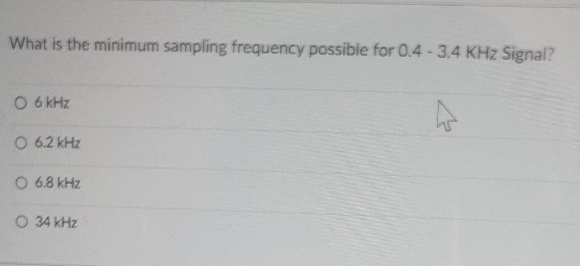 Solved What Is The Minimum Sampling Frequency Possible For