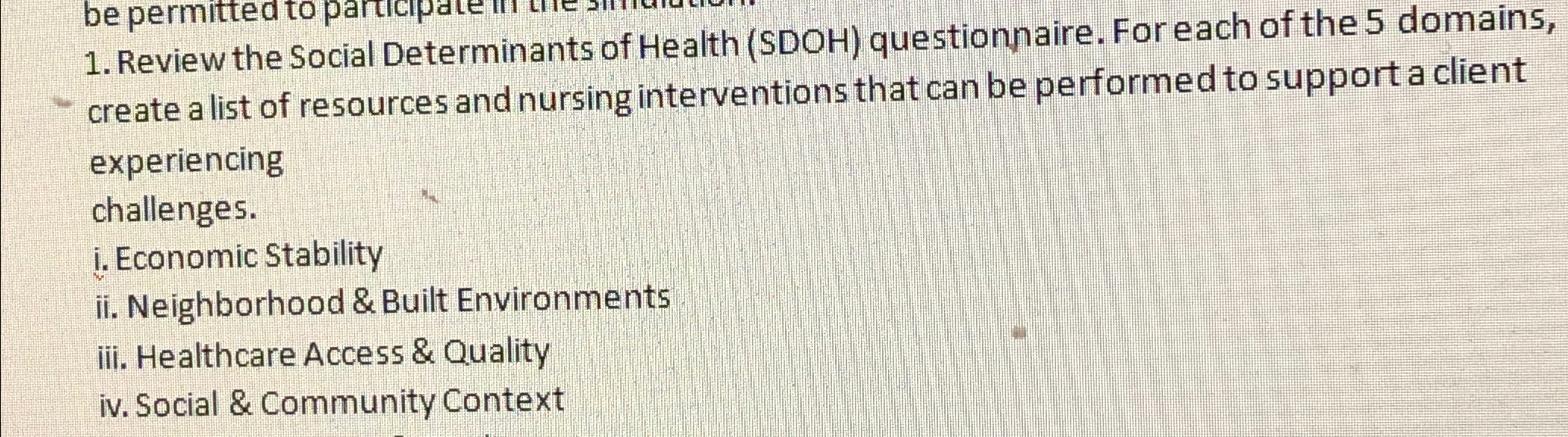 Solved Review the Social Determinants of Health (SDOH) | Chegg.com
