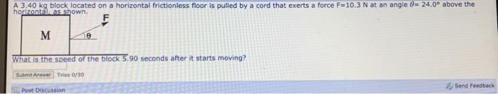 Solved A 3.40 kg block located on a horizontal frictionless | Chegg.com