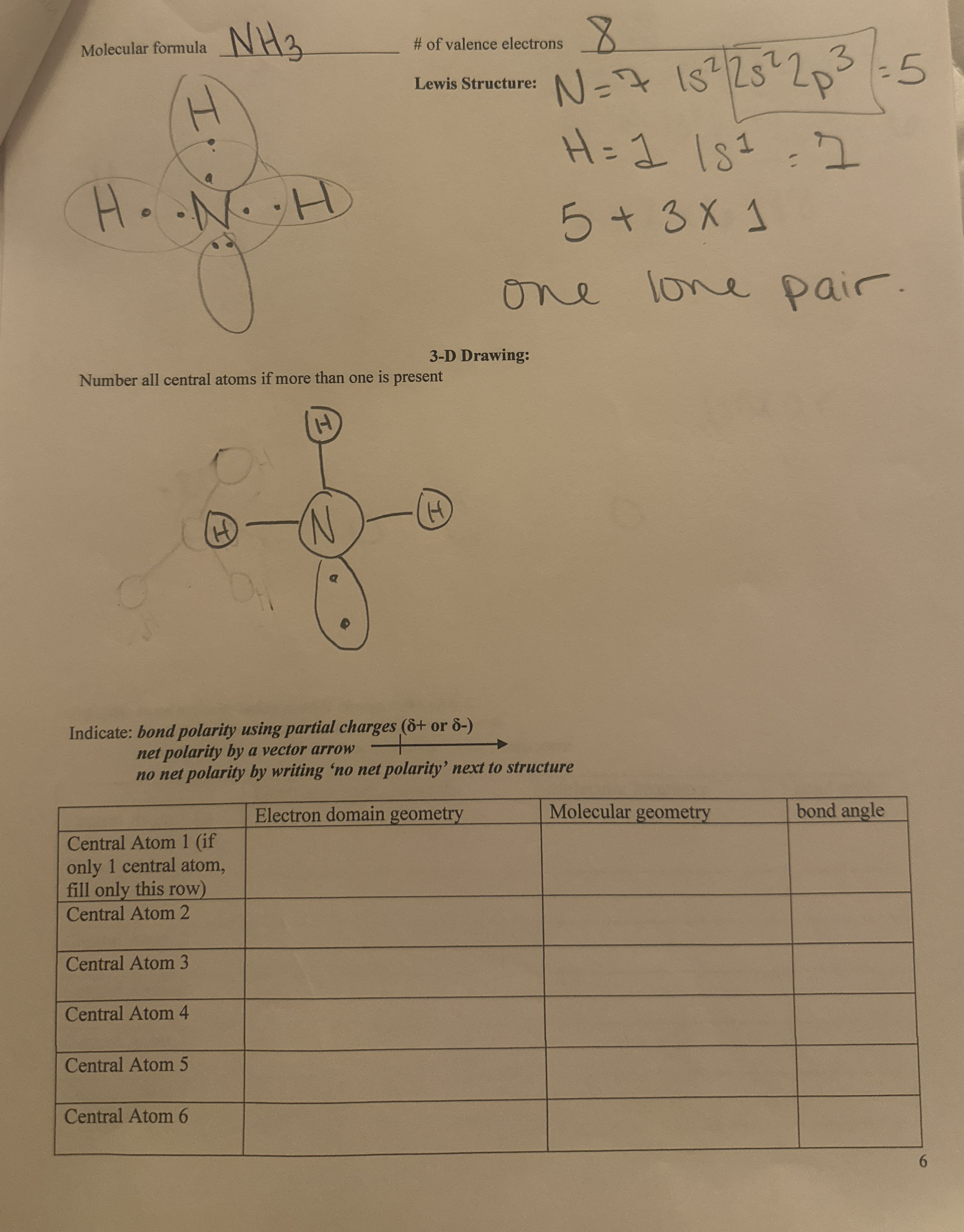 Solved Molecular formula q, NH3 ﻿# of valence electrons | Chegg.com