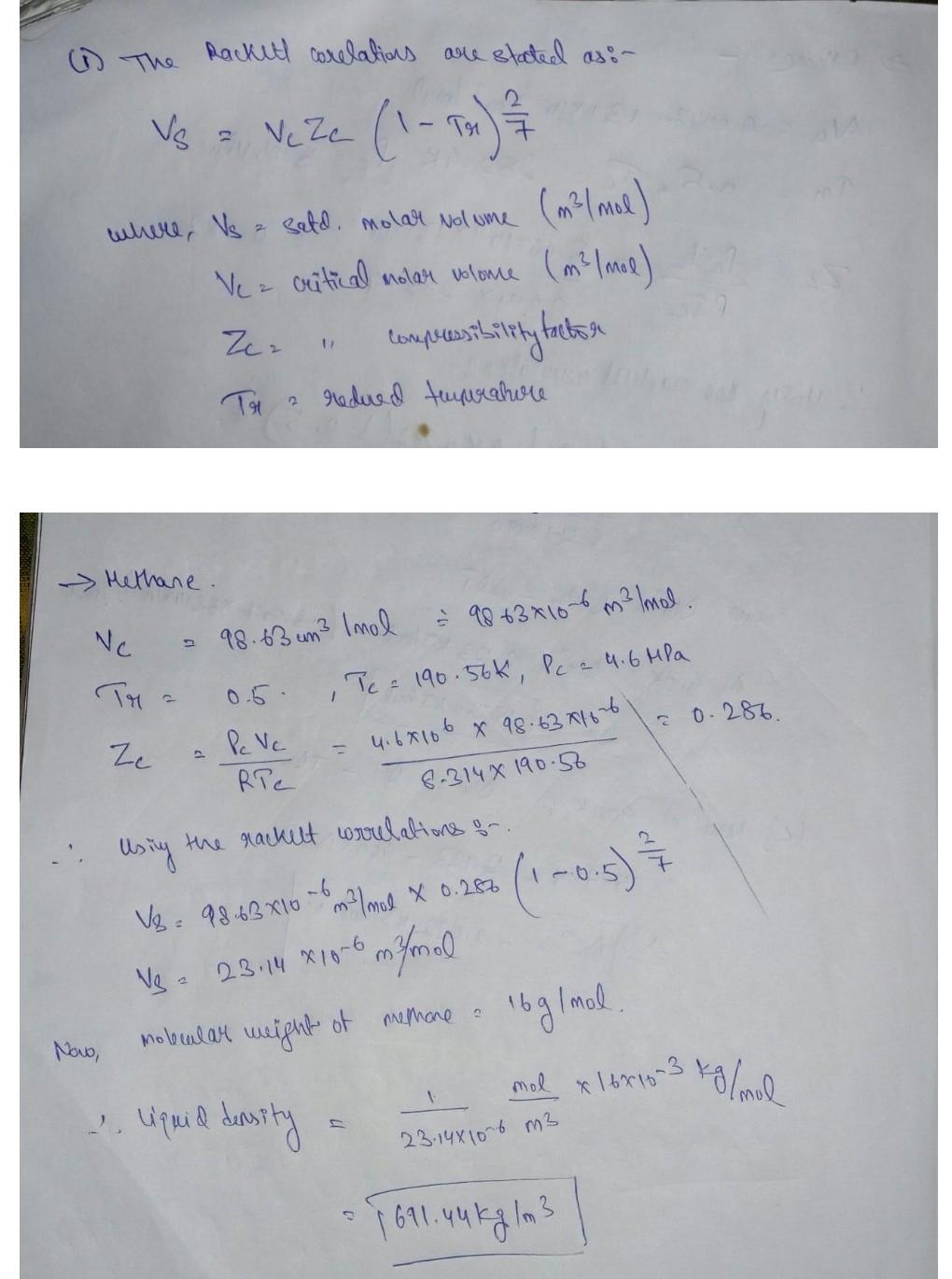 How I can get experiment saturated liquid for methane | Chegg.com