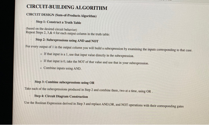 Solved CIRCUIT-BUILDING ALGORITHM CIRCUIT DESIGN | Chegg.com