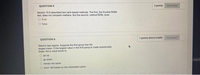 Solved Section 10.6 described two rank-based methods. The | Chegg.com
