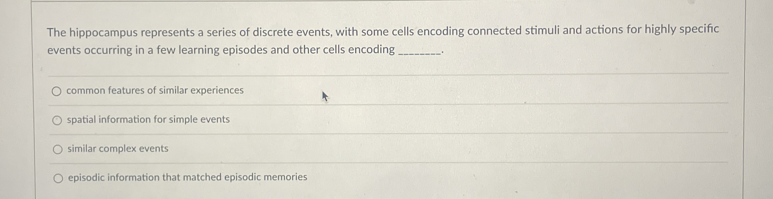 Solved The hippocampus represents a series of discrete | Chegg.com