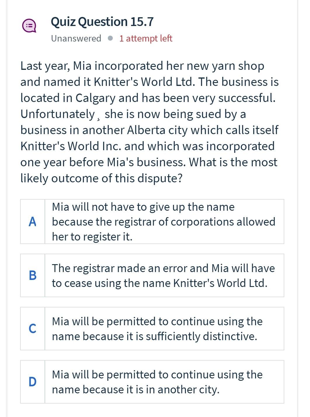 Solved Unanswered • 1 attempt left What is one of the | Chegg.com