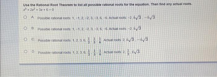 Solved Use the Rational Root Theorem to list all possible | Chegg.com