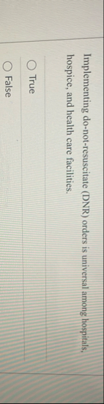Solved Implementing do-not-resuscitate (DNR) ﻿orders is | Chegg.com