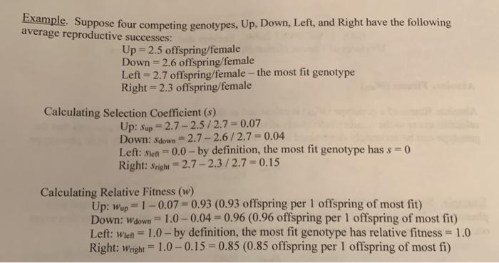 Solved Relative Fitness (w) and the Selection Coefficient | Chegg.com