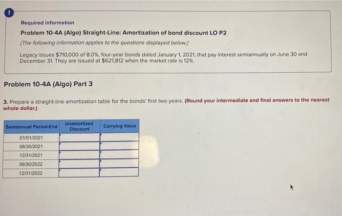 Solved Required informationProblem 10-4A (Algo) | Chegg.com