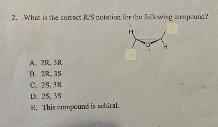 Solved 2. What is the correct R/S notation for the following | Chegg.com