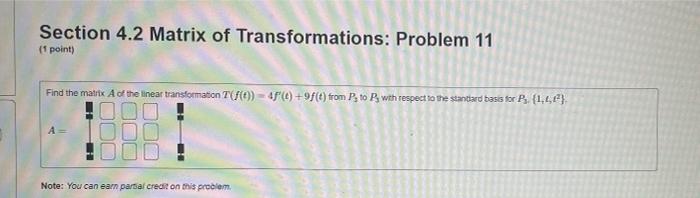 Solved Section 4.2 Matrix of Transformations: Problem 11 (f | Chegg.com