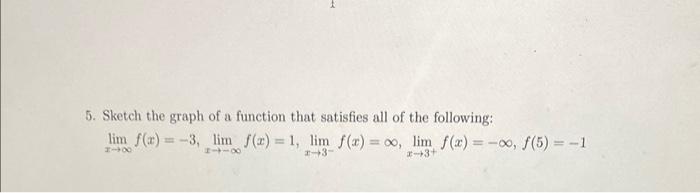 Solved 5. Sketch the graph of a function that satisfies all | Chegg.com