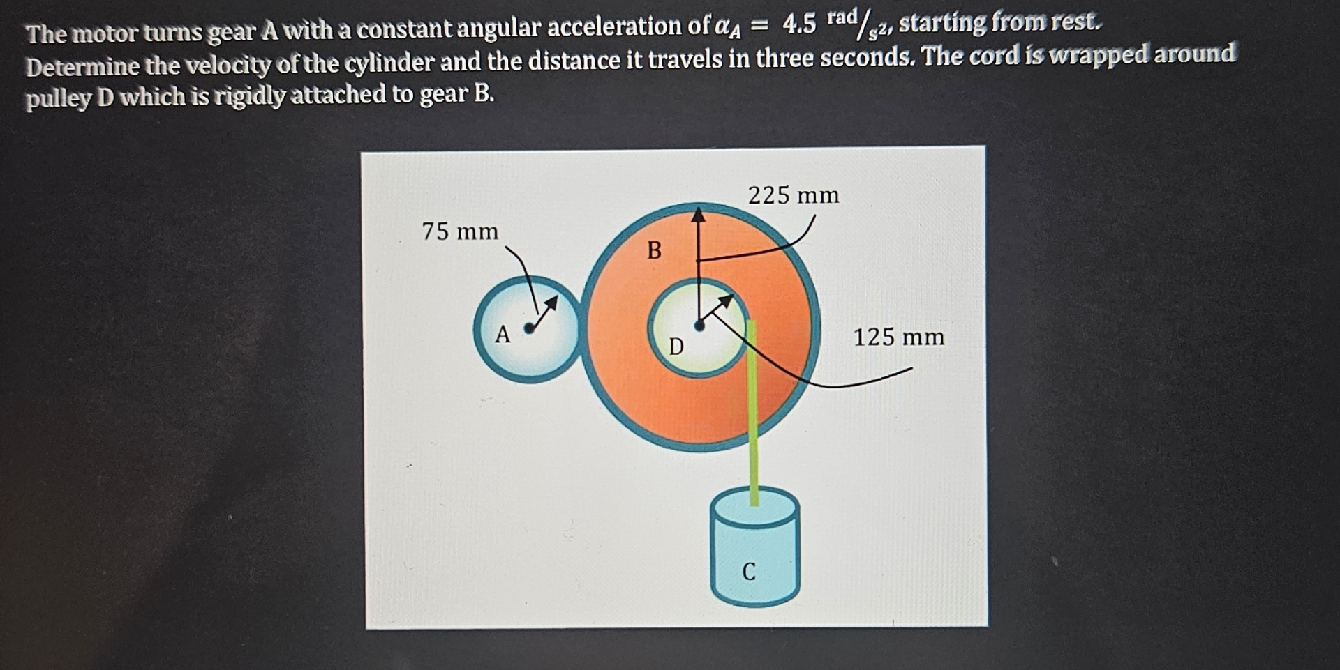 Solved The motor turns gear A with a constant angular | Chegg.com
