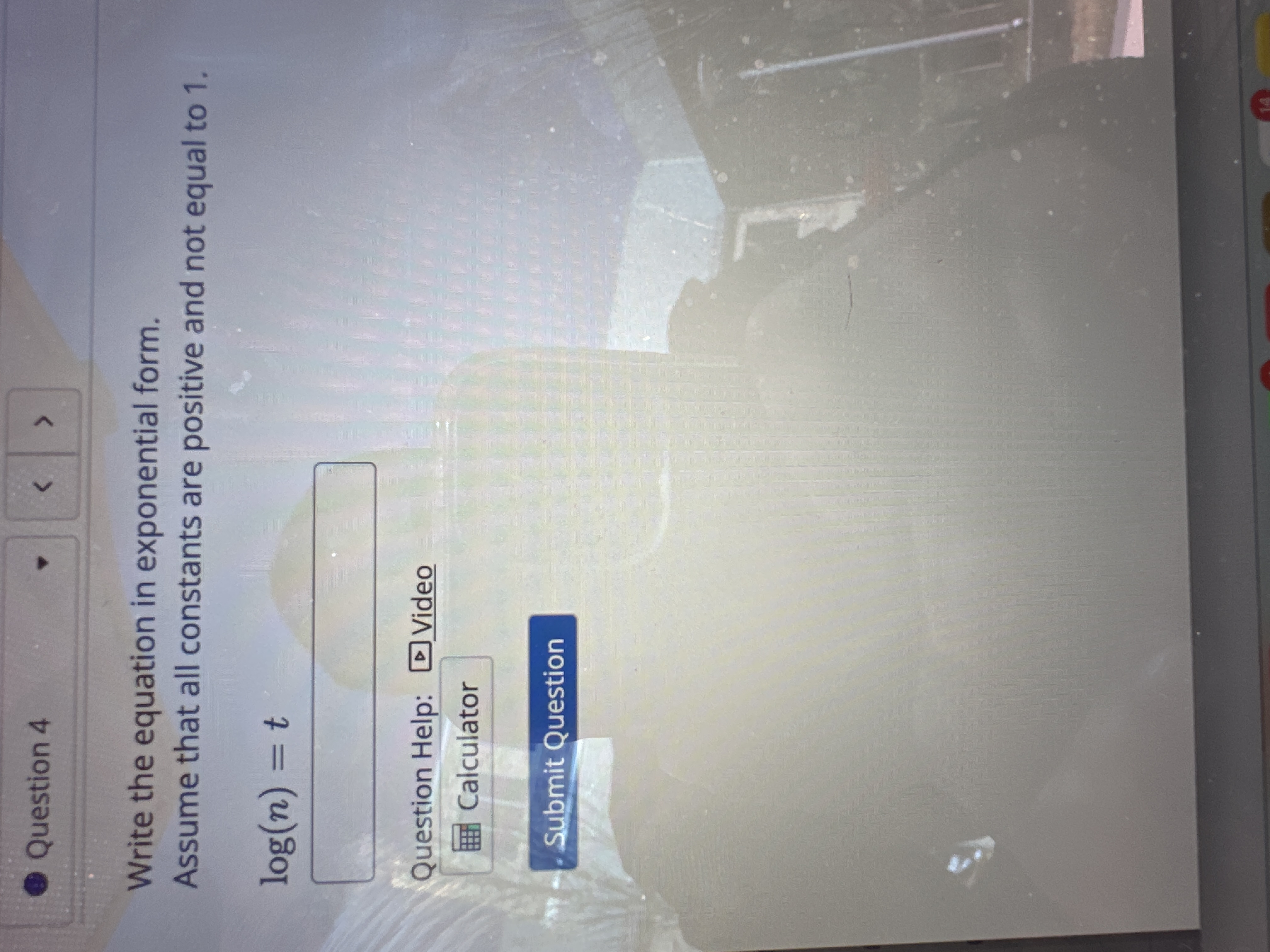 Solved Write the equation in exponential form.Assume that | Chegg.com