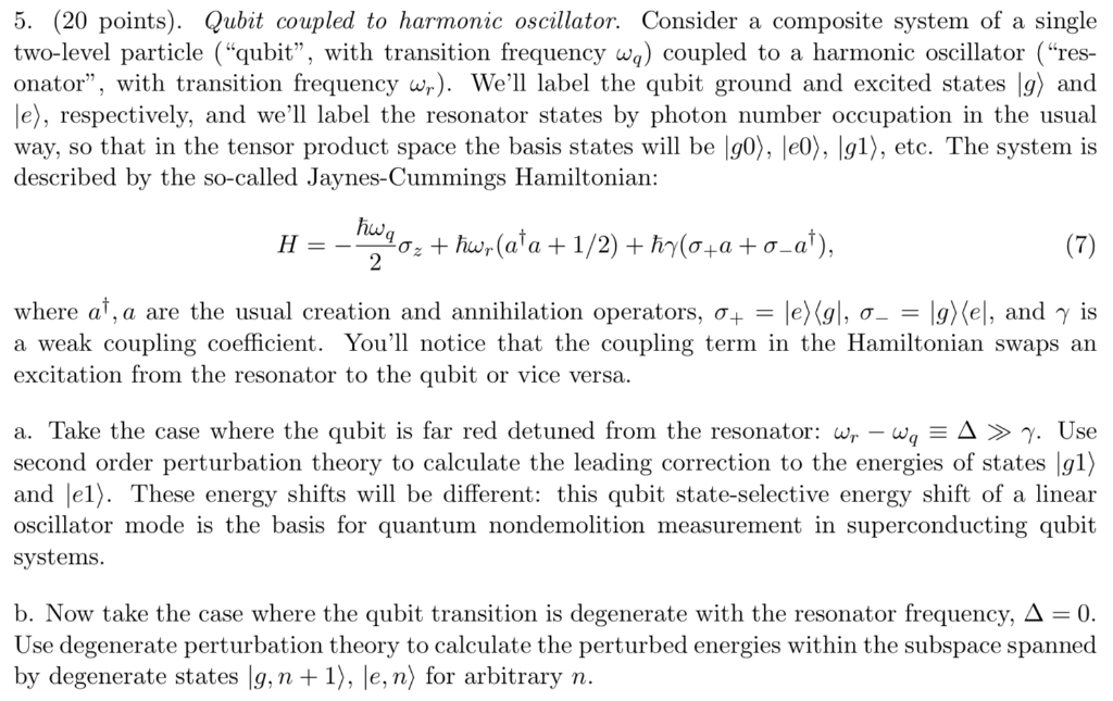 Solved (20 ﻿points). ﻿Qubit coupled to harmonic oscillator. | Chegg.com