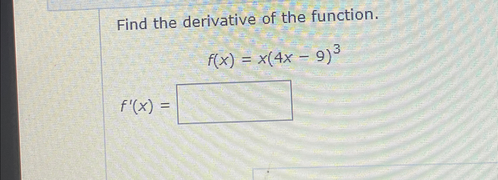 Solved Find the derivative of the | Chegg.com