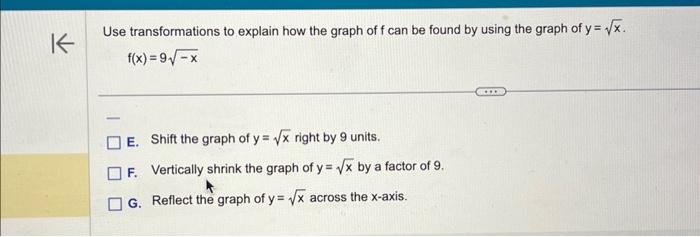 Solved K Use transformations to explain how the graph of f | Chegg.com