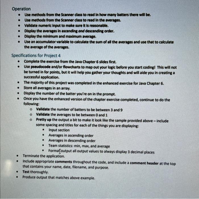 Solved Project 4: Batting Average Sample input and output | Chegg.com