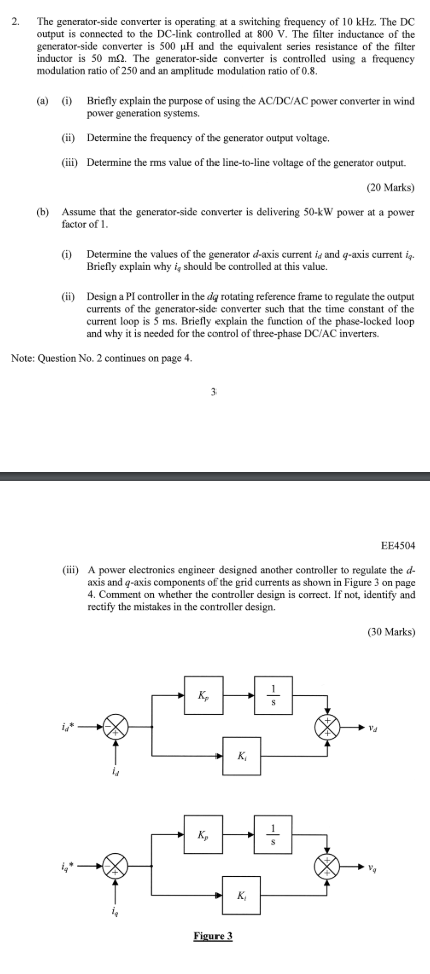 The generator-side converter is operating at a | Chegg.com