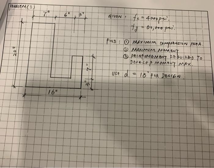Solved GIVEN : fc=4000p si. fy=60,0>0p | Chegg.com