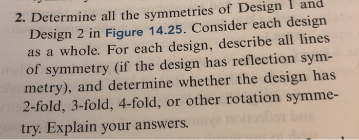 Solved 2. Determine all the symmetries of Design 1 and | Chegg.com