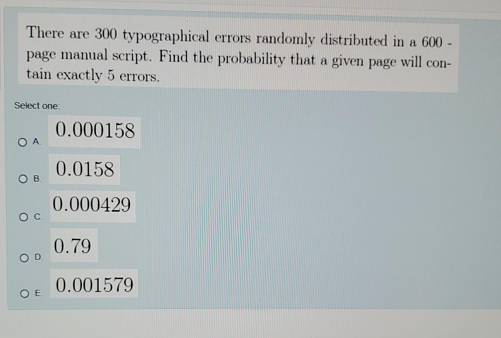 Solved There are 300 typographical errors randomly | Chegg.com