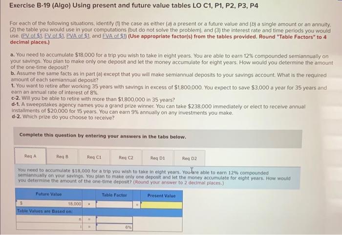 Solved Exercise B-19 (Algo) Using present and future value | Chegg.com