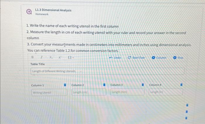 Solved L1.3 Dimensional Analysis Homework 1. Write the name | Chegg.com