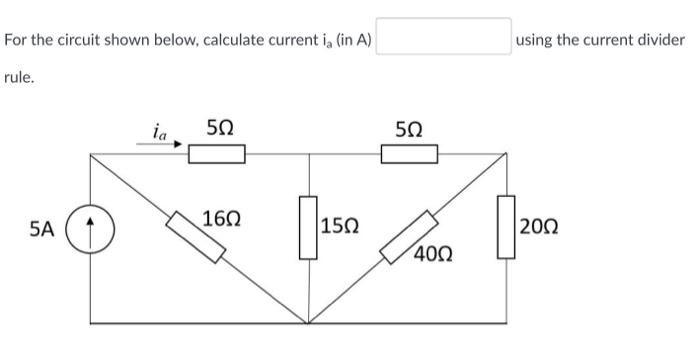 Solved For the circuit shown below, calculate current ia (in | Chegg.com