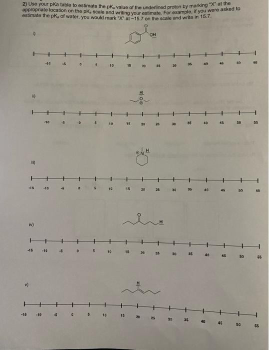 Solved 2) Use your pKa table to estimate the pK, value of | Chegg.com
