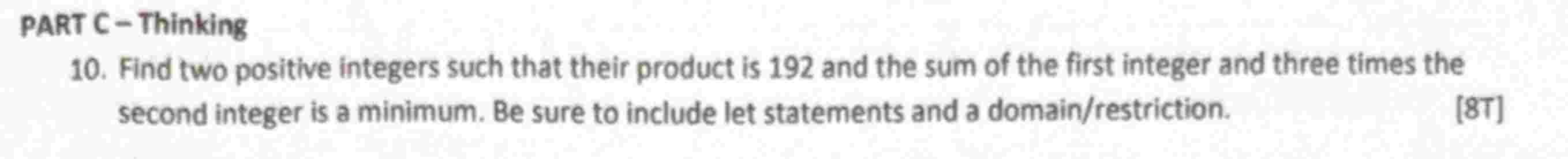PART C - ﻿Thinking Find two positive integers such | Chegg.com