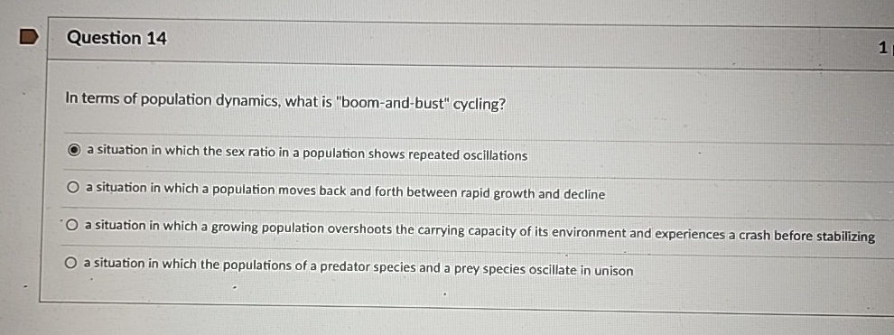 Solved Question 14In terms of population dynamics, what is | Chegg.com