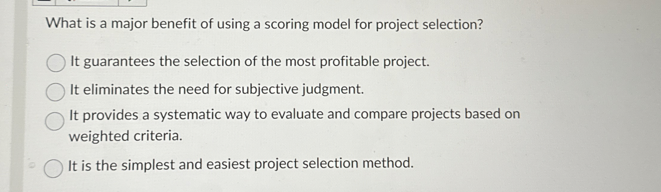 Solved What is a major benefit of using a scoring model for | Chegg.com