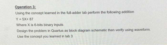 Solved Operation 3: Using the concept learned in the | Chegg.com