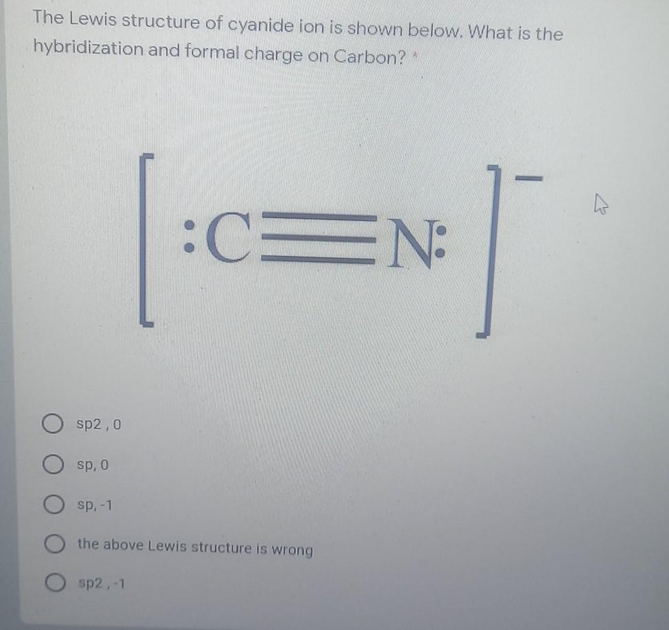 Solved The Lewis structure of cyanide ion is shown below. | Chegg.com