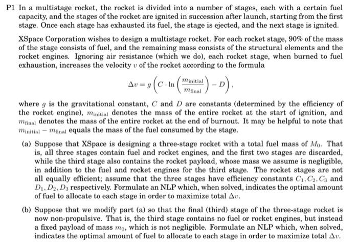 Solved P1 In a multistage rocket, the rocket is divided into | Chegg.com
