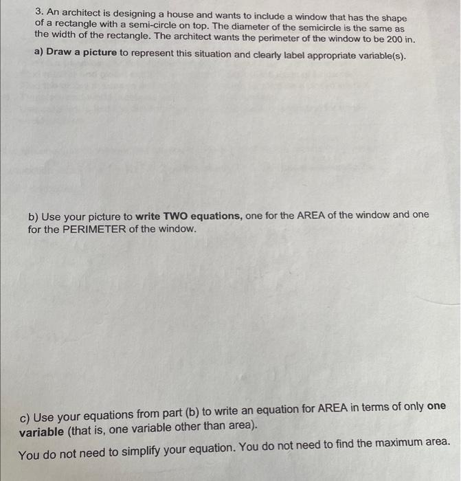 Solved 3. An architect is designing a house and wants to | Chegg.com