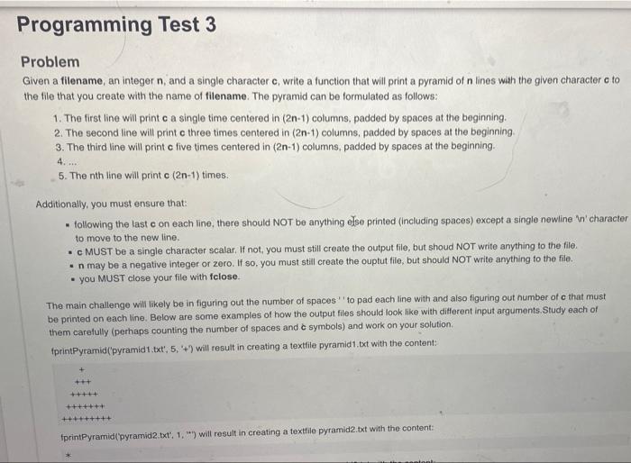 Solved Problem Given A Filename An Integer N And A Single Chegg