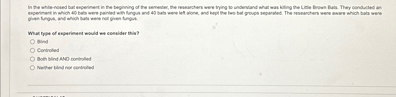 Solved In the white-nosed bat experiment in the beginning of | Chegg.com