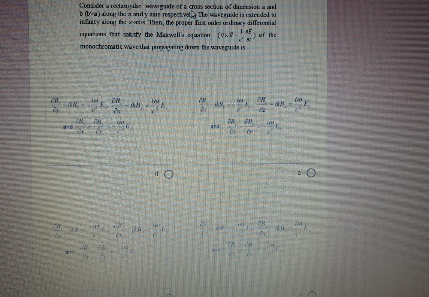 Solved Consider a rectangular waveguide of a cross section | Chegg.com
