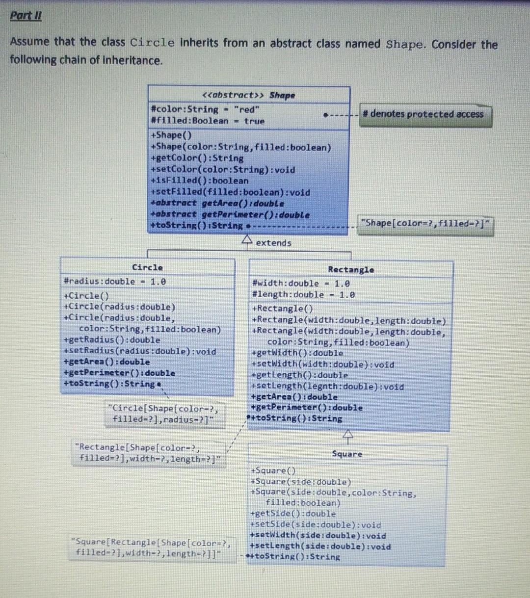 Solved Part I Assume that the class Circle inherits from an | Chegg.com