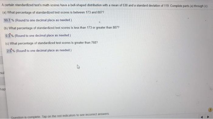 Solved A certain standardized test's math scores have a | Chegg.com