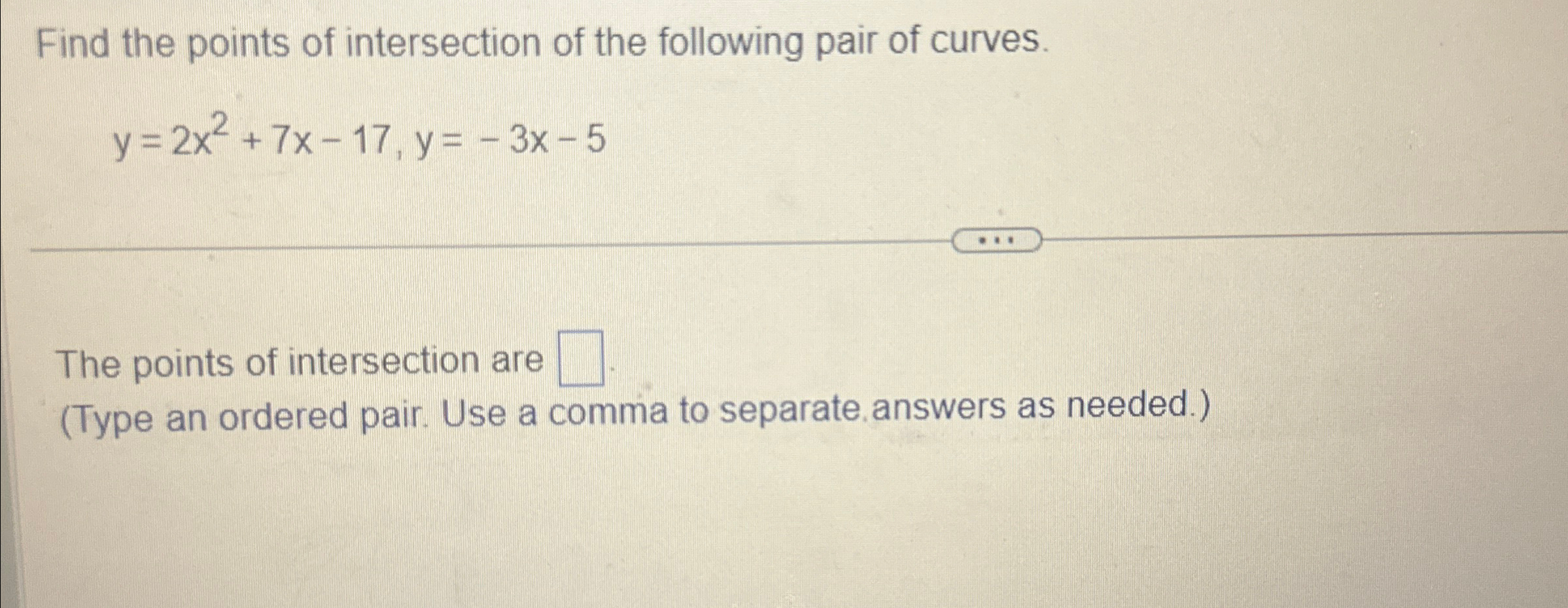 Solved Find the points of intersection of the following pair | Chegg.com