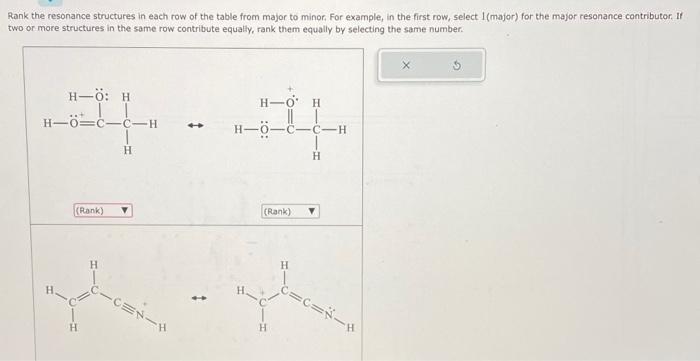 Solved Rank the resonance structures in each row of the | Chegg.com