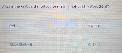 Solved What is the keyboard shortcut for making text bold in | Chegg.com