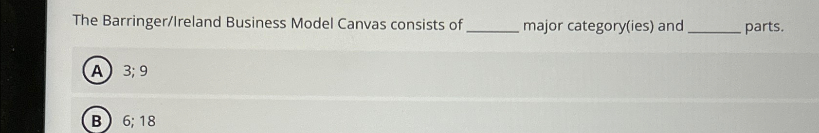 Solved The Barringer/Ireland Business Model Canvas consists | Chegg.com